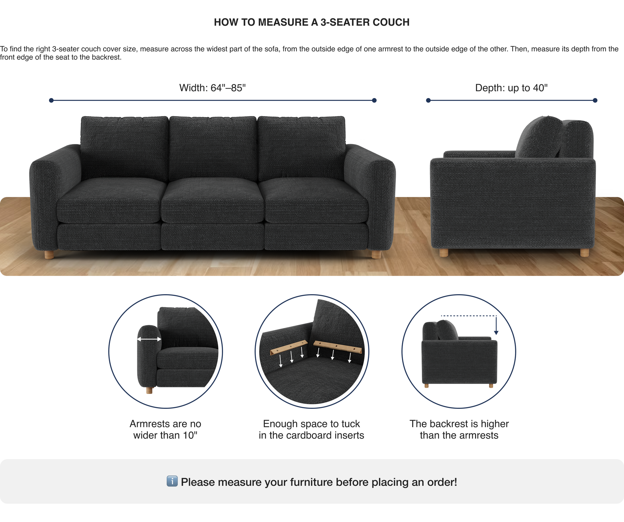 How to Measure a Couch | Sofa Measuring Guide for 2, 3 and 4 Seater