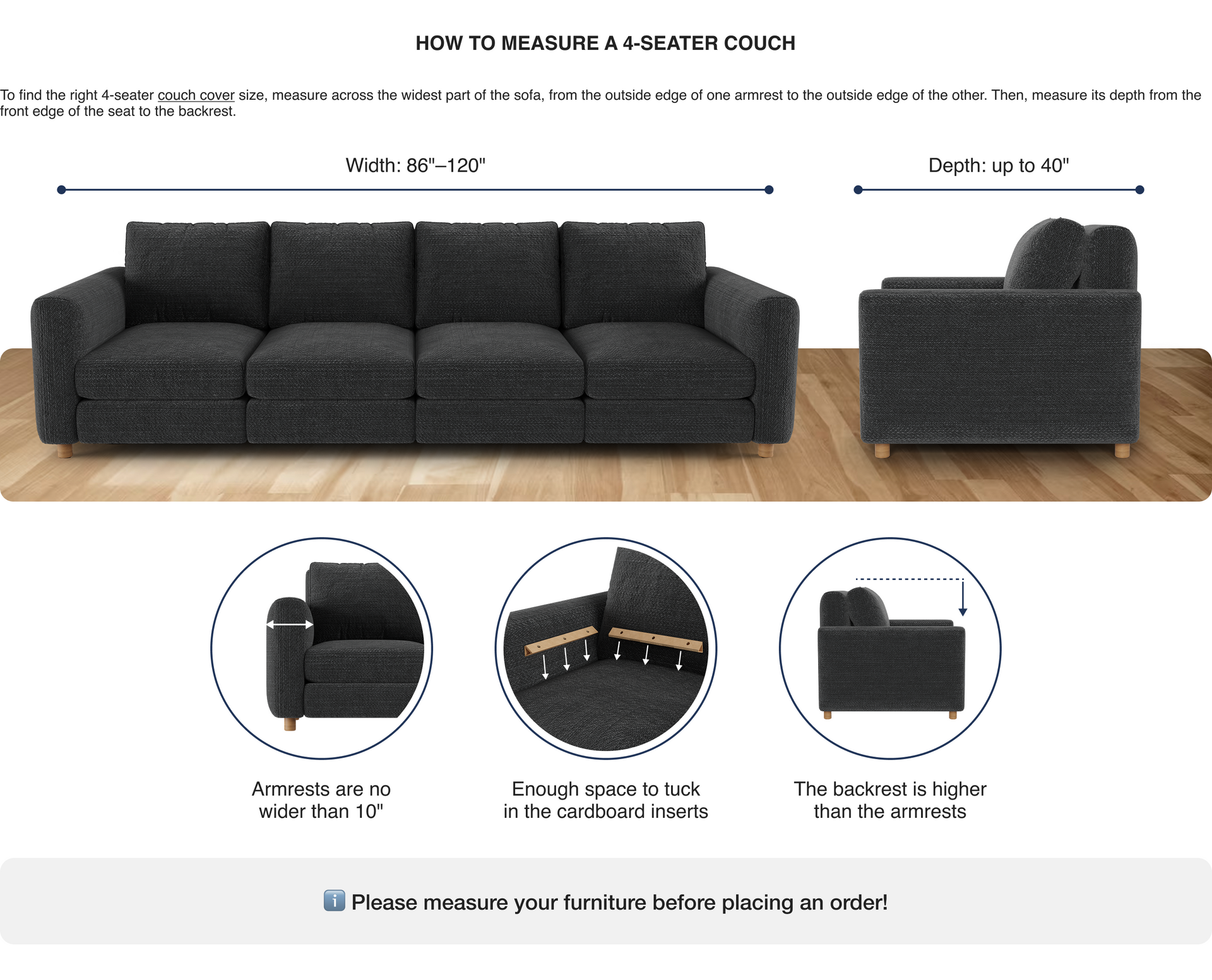How to Measure a Couch | Sofa Measuring Guide for 2, 3 and 4 Seater