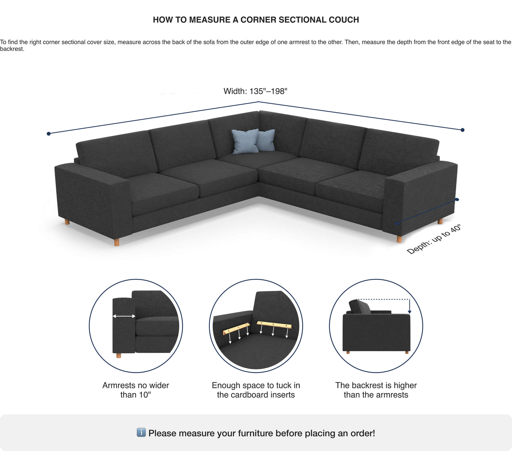 Sectional Couch Dimensions | Measure a Sectional Sofa